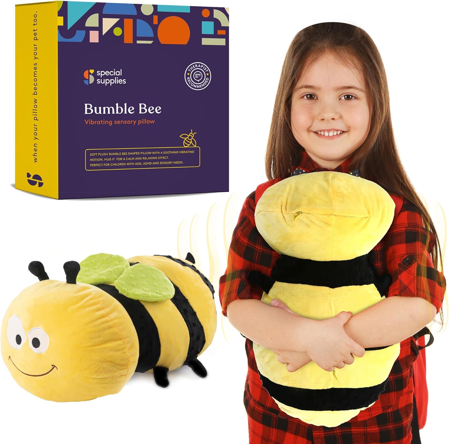 Bumble Bee Vibrating Pillow (Textured) | NDIS Kids Sensory Aid