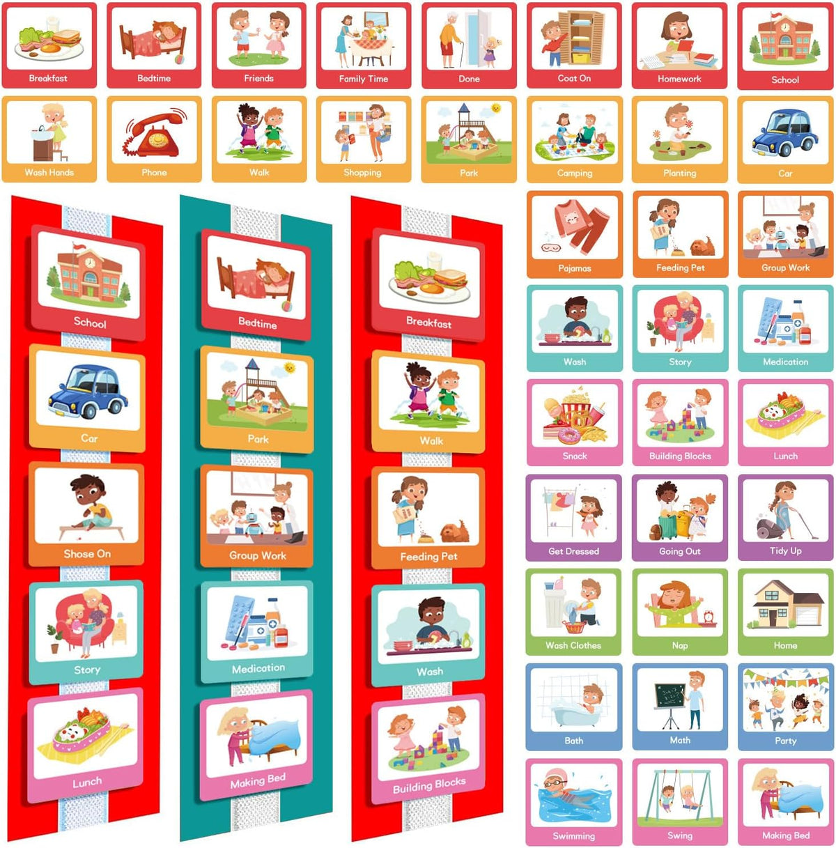 Visual Daily Schedule & Communication Kit (72 Pcs) | NDIS Routine Aid