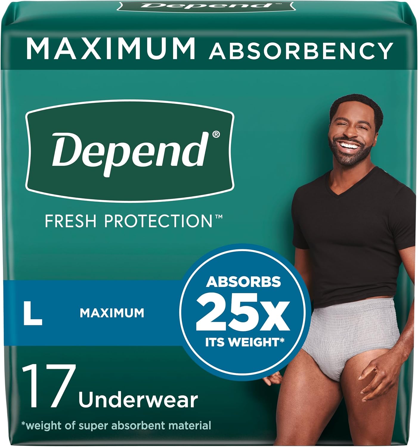 Depend FIT-FLEX Incontinence Underwear for Men, Maximum Absorbency ...