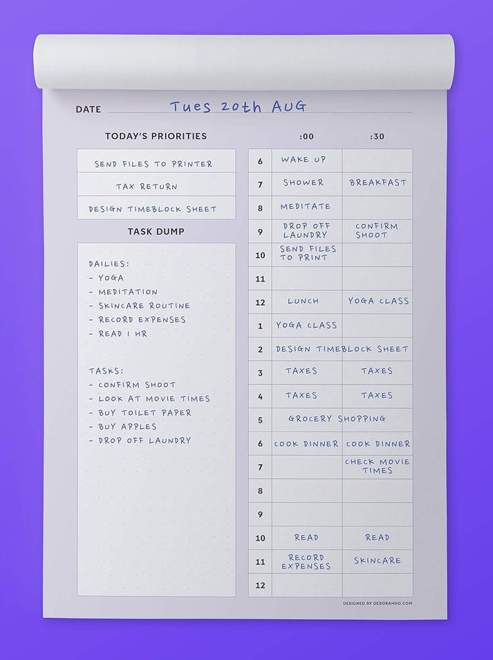 A5 Daily Timeblock Planner Pad | NDIS ADHD Focus Tool