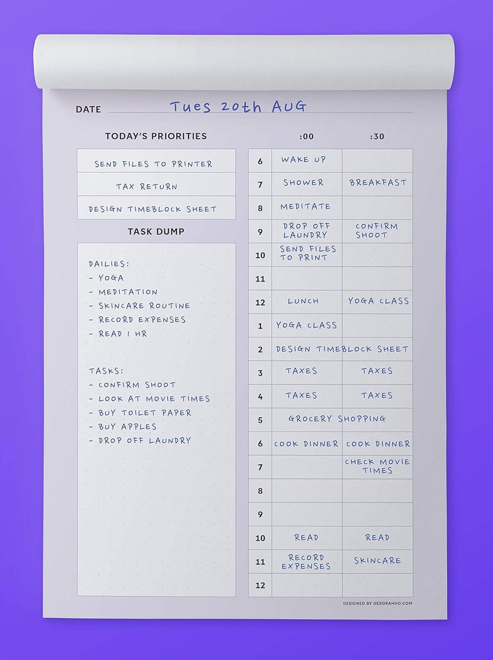 A5 Daily Timeblock Planner Pad | NDIS ADHD Focus Tool