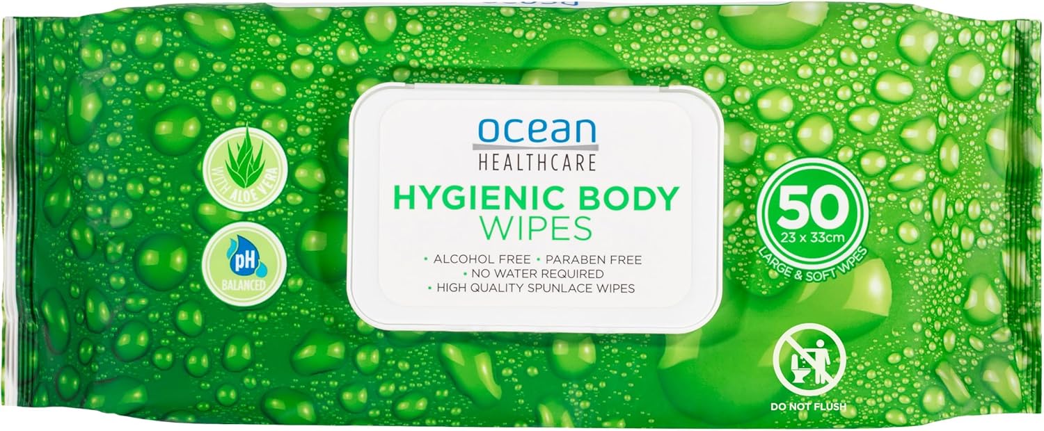 Ocean Healthcare Hygienic Body Wipes (50pk) | NDIS Waterless Bathing