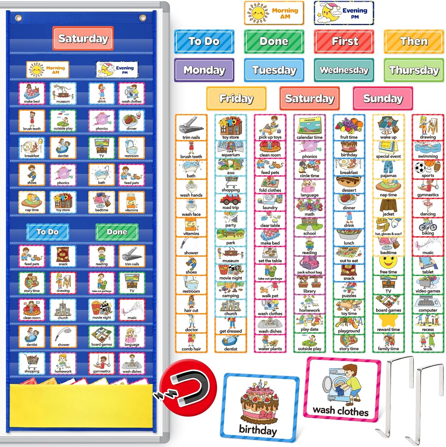 Visual Schedule Pocket Chart for Kids – NDIS Claim Ready | LowCostAT.com.au